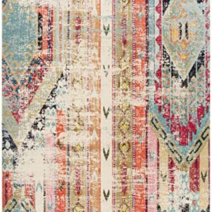 SAFAVIEH Monaco Collection Area Rug - 8' x 10', Multi, Boho Chic Tribal Distressed Design, Non-Shedding & Easy Care, Ideal for High Traffic Areas in Living Room, Bedroom (MNC222F)