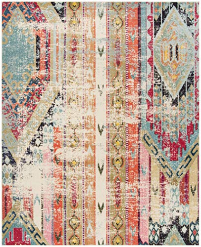 SAFAVIEH Monaco Collection Area Rug - 8' x 10', Multi, Boho Chic Tribal Distressed Design, Non-Shedding & Easy Care, Ideal for High Traffic Areas in Living Room, Bedroom (MNC222F)