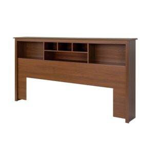 BOWERY HILL Country Style King Size Wood Bookcase Bed Headboard and Cabinet Storage in Cherry