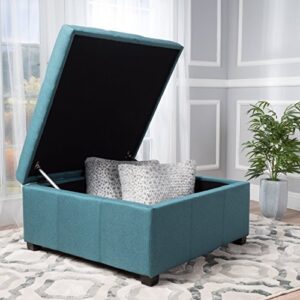 Christopher Knight Home Carlsbad Fabric Storage Ottoman, Dark Teal