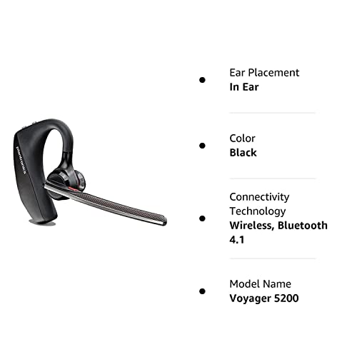 Plantronics Voyager 5200 Wireless Bluetooth Headset - Compatible with iPhone, Android, and Other Leading Smartphones - (Renewed)