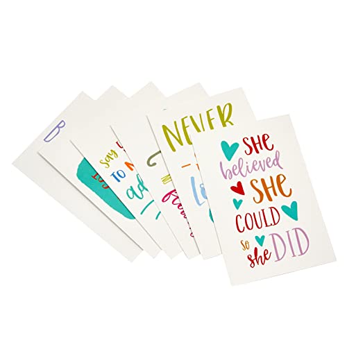 48 Pack Motivational Cards Featuring Positive Quotes and Envelopes, 6 Designs for All Ages, 10.2 x 15.2 cm