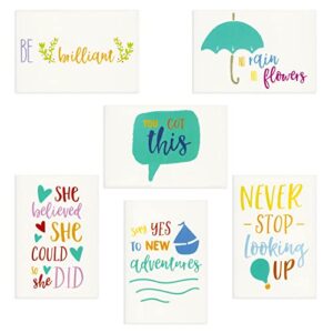 48 Pack Motivational Cards Featuring Positive Quotes and Envelopes, 6 Designs for All Ages, 10.2 x 15.2 cm