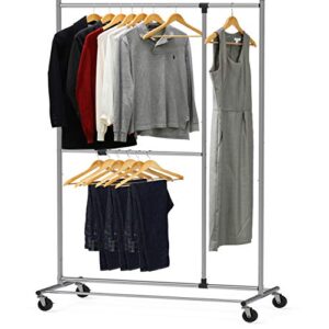 simple houseware dual bar adjustable garment rack, chrome, 72-inch height