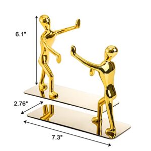 Fasmov Heavy Duty Stainless Steel Man Bookends Nonskid Bookends Art Bookend,1 Pair(Glod)