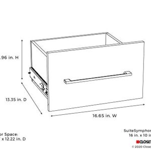 ClosetMaid SuiteSymphony Wood, Add On Accessory Modern Style, For Storage, Closet, Clothes, Size Units, Pure White/Satin Nickel, 16-Inch X 10-Inch Drawer