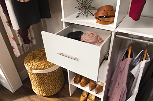 ClosetMaid SuiteSymphony Wood, Add On Accessory Modern Style, For Storage, Closet, Clothes, Size Units, Pure White/Satin Nickel, 16-Inch X 10-Inch Drawer