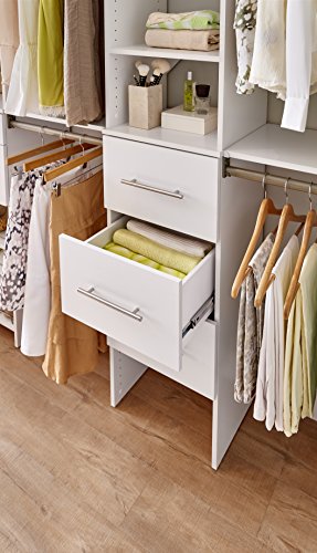 ClosetMaid SuiteSymphony Wood, Add On Accessory Modern Style, For Storage, Closet, Clothes, Size Units, Pure White/Satin Nickel, 16-Inch X 10-Inch Drawer