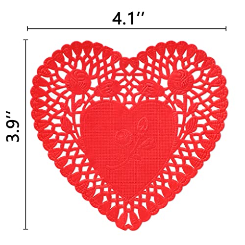 600PCS Paper Doilies for Crafts - Valentines Day Decorations Red/Pink/White Lace Heart Cutouts, Wedding Valentine's Party Decor Ornaments, 4"