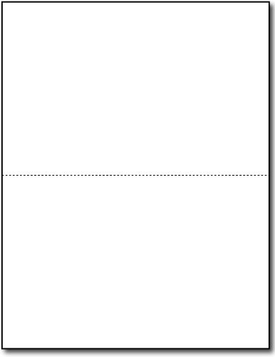 8.5" x 11" Blank White Perforated Cardstock Paper - 2 Per Sheet Breaks to 5.5" x 8.5" - Inkjet/Laser Printable - For Postcards, Flash Cards, Index Cards - 250 Sheets / 500 Cards