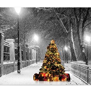 Christmas Cards, Holiday Cards - One Jade Lane - Lighted Tree in the Snow, 5x7, Heavy Stock, Set of 18 Cards & Envelopes, Seasons Greetings Cards.