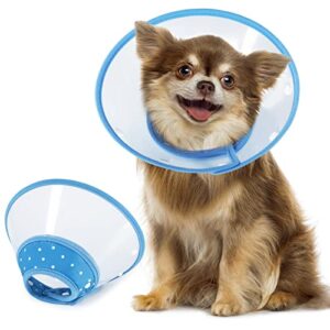 vivifying dog cones for small dogs, adjustable 5.7-8in pet cone, lightweight recovery elizabethan collar for cats, puppies and mini dogs (blue)