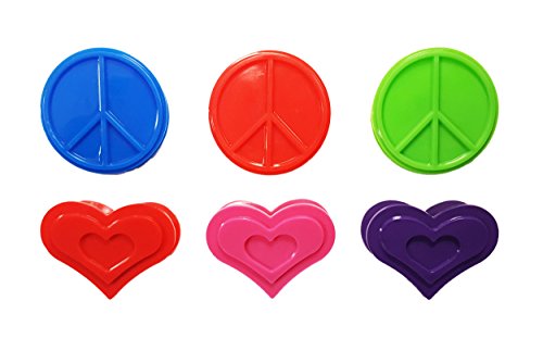 Heart and Peace Sign Bag Clips! Set of 6!