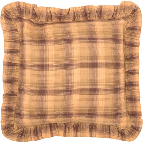 VHC Brands Prescott Plaid Cotton Rustic Square Pillow 16x16 Filled Bedding Accessory, 16" x 16"