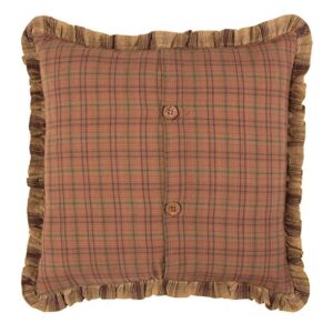 VHC Brands Prescott Plaid Cotton Rustic Square Pillow 16x16 Filled Bedding Accessory, 16" x 16"