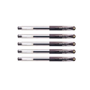 uni gel ballpoint pen ball signo extra fine 0.38mm, brown black 5pcs