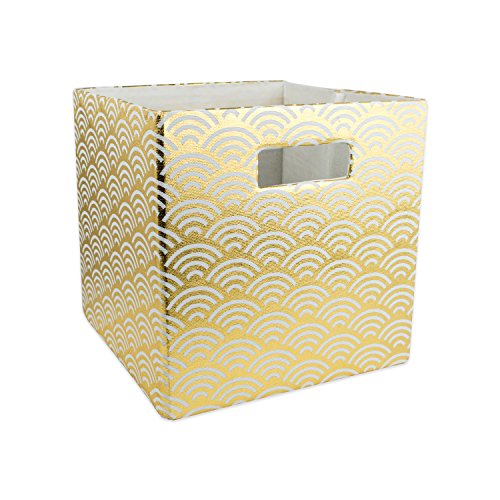 DII Collapsible Hard Sided Bin, Waves, Gold, Large