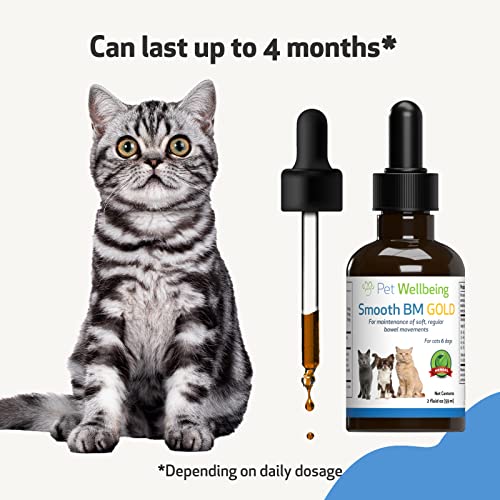 Pet Wellbeing Smooth BM Gold for Cats - Gentle Constipation Relief for Felines - Natural Herbal Supplement 2 oz (59 ml)