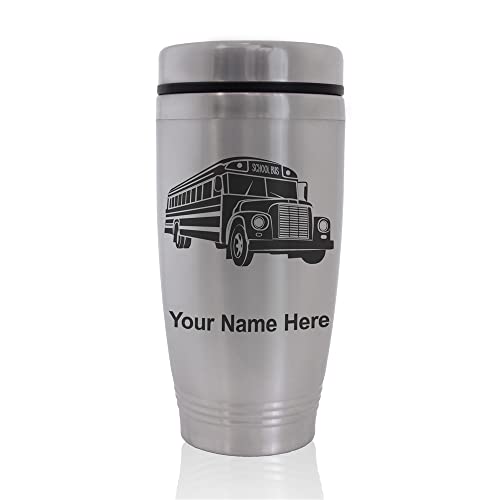 SkunkWerkz Commuter Travel Mug, School Bus, Personalized Engraving Included