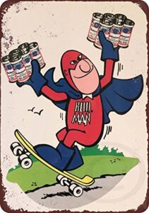 custom kraze budweiser bud man brewery vintage skateboard reproduction metal sign 8 x 12