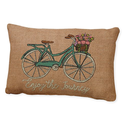 The Country House Collection Burlap Pillow Enjoy The Journey Bicycle (1)