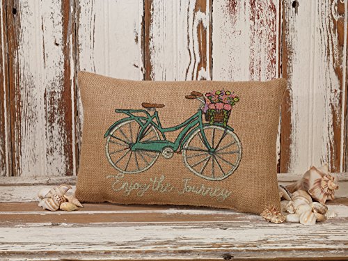 The Country House Collection Burlap Pillow Enjoy The Journey Bicycle (1)