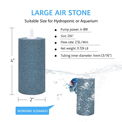 VIVOSUN Air Stone 2PCS 4 x 2 Inch Large Air Stone for Aquarium, Fish Tank and Hydroponics Air Pump