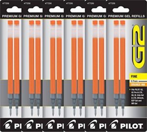 value pack of 6 - pilot g2 gel ink refills for rolling ball pen, fine point, orange (77256)