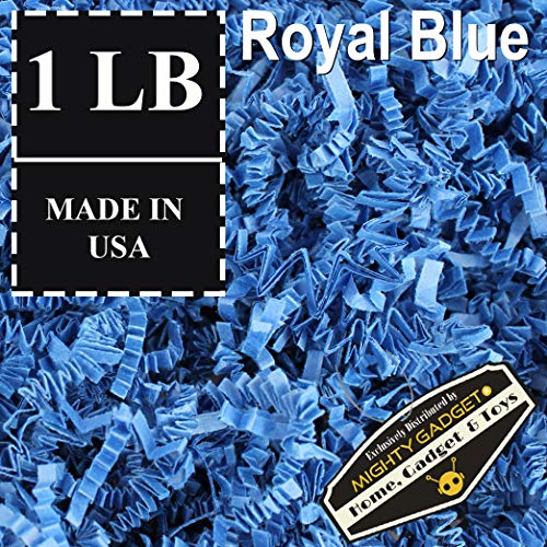 Mighty Gadget (R 1 LB Royal Blue Crinkle Cut Paper Shred Filler for Gift Wrapping & Basket Filling