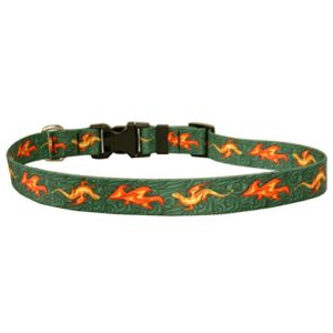 yellow dog design fire breathing dragon dog collar 3/8" wide and fits neck 4 to 9"