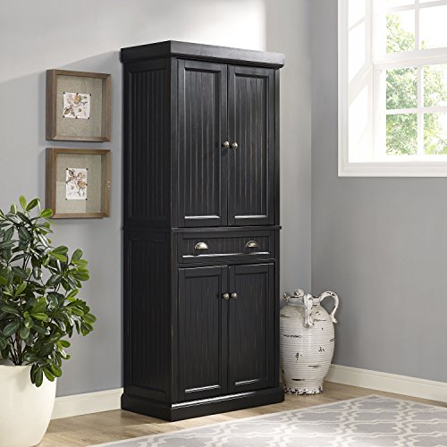 Crosley Furniture Seaside Kitchen Pantry Cabinet - Distressed Black