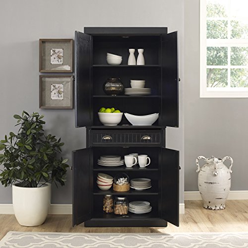 Crosley Furniture Seaside Kitchen Pantry Cabinet - Distressed Black