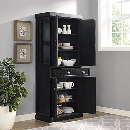 Crosley Furniture Seaside Kitchen Pantry Cabinet - Distressed Black