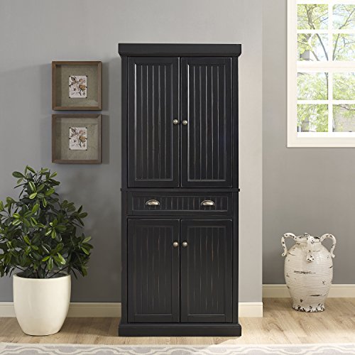 Crosley Furniture Seaside Kitchen Pantry Cabinet - Distressed Black