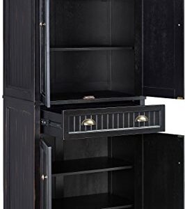 Crosley Furniture Seaside Kitchen Pantry Cabinet - Distressed Black