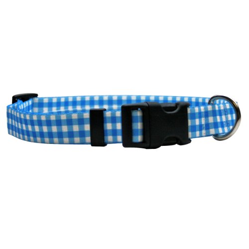 Yellow Dog Design Gingham Blue Dog Collar 3/4" Wide and Fits Neck 10 to 14", Small, (GNBL103)