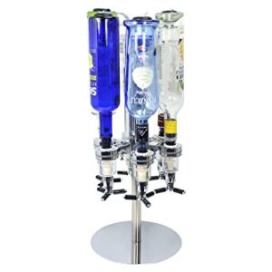 Revolving Alcohol Caddy - 6 Bottles - Liquor Holder Beverage Cocktail Shot Dispenser