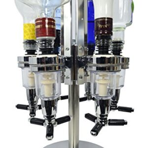 Revolving Alcohol Caddy - 6 Bottles - Liquor Holder Beverage Cocktail Shot Dispenser