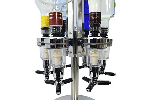 Revolving Alcohol Caddy - 6 Bottles - Liquor Holder Beverage Cocktail Shot Dispenser