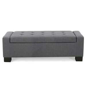 christopher knight home guernsey fabric storage ottoman, charcoal