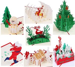 bluboon 3d greeting christmas cards papercraft 7 pack holiday birthday pop up cards gift