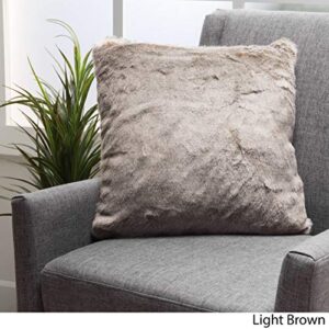 GDF Studio Ellison Faux Fur Throw Pillow, Light Brown