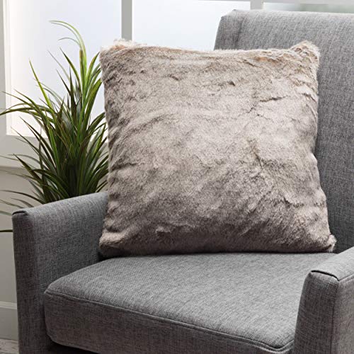 GDF Studio Ellison Faux Fur Throw Pillow, Light Brown