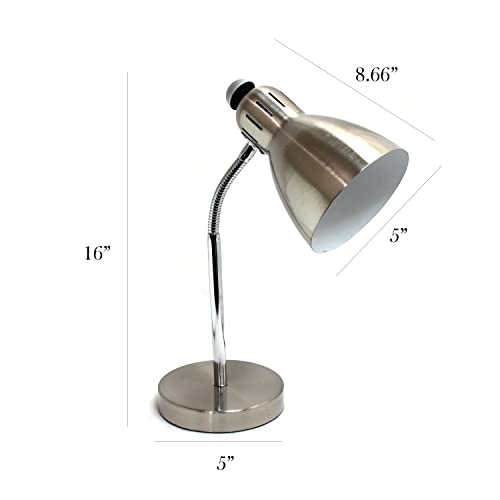 Simple Designs LD1037-BSN Semi Flexible Desk Lamp, Brushed Nickel