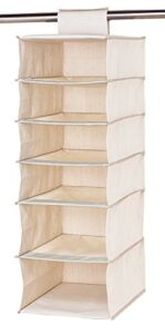 astro 6-shelf hanging closet organizer, collapsible hanging closet shelves, hanging organizer for closet, natural, 600-11