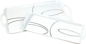 corelle coordinates rectangular and tidbit serving tray set, white, simple lines