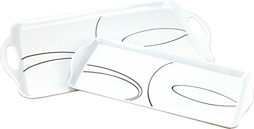 Corelle Coordinates Rectangular and Tidbit Serving Tray Set, White, Simple Lines