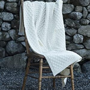 Carraig Donn 100% Wool Blanket Made in Ireland Throw with Honeycomb Knitted Design 40"x 60"