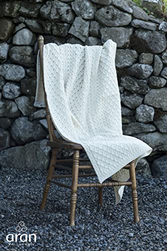 Carraig Donn 100% Wool Blanket Made in Ireland Throw with Honeycomb Knitted Design 40"x 60"