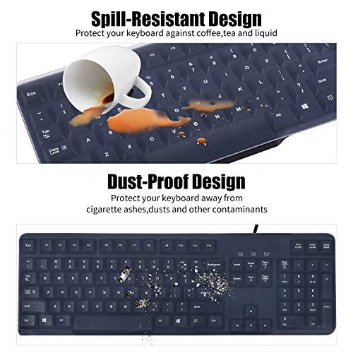 Universal Clear Waterproof Anti-Dust Silicone Keyboard Protector Cover Skin for Standard Size PC Computer Desktop Keyboards (Size: 17.52" x 5.51")